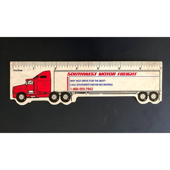 Office | Southwest Motor Freight Advertising Ruler Truck Vintage 7 Long ...
